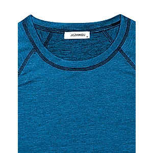 JCZHWQU Athletic Dress for Women 2021, Ladies Fall Casual Long Sleeve Round Neck Slim Fit Irregular Hem Yoga Tee Jersey Soft Breathable Fast Dry Knitted Lounging Running Golf Tennis Dress Blue M