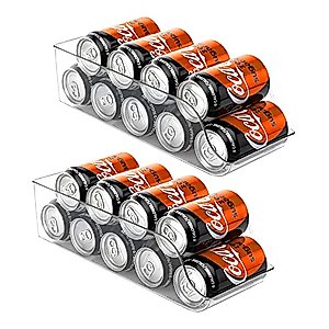 Set of 2 Can Drink Holder for Fridge Bin Organizer & Storage Can Dispenser for Refrigerator, Freezer, Countertop, Cabinets & Pantry