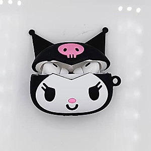Cute Kurom Case for Airpods pro, Soft Silicone Anime Designed Funny 3D Cartoon Character Airpods pro Case with Lanyard Keychain Protective Cover for Women Girls Teens Boys Air pods pro case