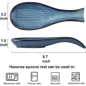 Tikooere Ceramic Spoon Rest for Stove Top,Large 8.7 Inch Spoon Holder for Kitchen Counter,Porcelain Utensil Rest for Thankgiving and Christmas Gift,Dishwasher Safe and Heat-Resistant,Blue(1 PC)