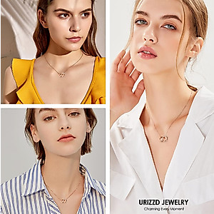 URIZZD S925 Sterling Silver Necklace for Women Cubic Zirconia Pendant Rose Gold Plated Chain Necklace Trendy Gifts for Women