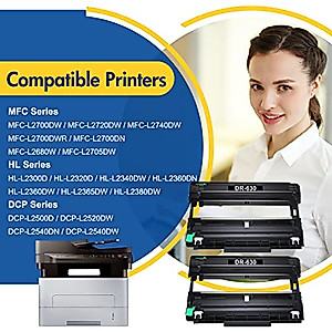 DR630 DR-630 Drum Unit 2-Pack Compatible Replacement for Brother DR630 DR-630 Drum Unit for Brother MFC-L2700DW HL-L2300D HL-L2340DW HL-L2380DW MFC-L2740DW DCP-L2540DW HL-L2305W HL-L2360DW Printer