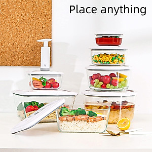 Refrigerator Organizer with Vacuum Food Storage Container Set (2) Free Vacuum Pump
