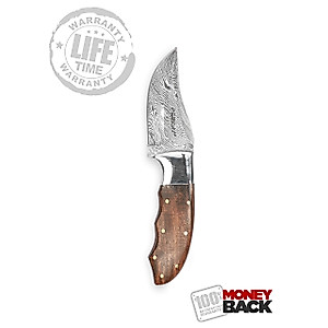 Perkin Hunting knife with sheath Damascus steel Skinner Knife full tang H14