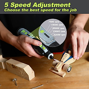 WORKPRO 12V Cordless Rotary Tool Kit, 5 Variable Speeds, Powerful Engraver, Sander, Polisher, 114 Easy Change Accessories, Craft Tool for Handmade and DIY