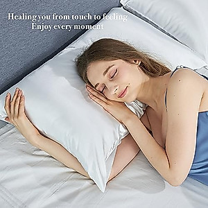 Vreysilkus Satin Pillowcase 2 Pack，White Standard Size Silk Pillowcase with Hidden Zipper, Super Soft for Hair and Skin, 20 * 26 Inches