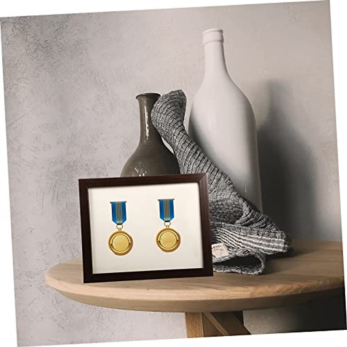 CLISPEED Box Medal Display Frame Ornament Photo Frame Marathon Medal Display Case Pin Display Case Wood Coat Hangers Desk Top Decor Metal Decor Gift Picture Frame Wood Medal Display Case