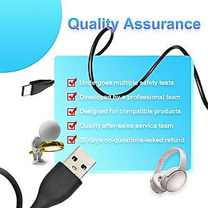 Aiivioll Fast Charging USB-C Cable for Bose Headphones、700, QC 45, Earbuds II, SoundLink Flex, Sleepbuds 2, Sport Earbuds (50cm/Black)