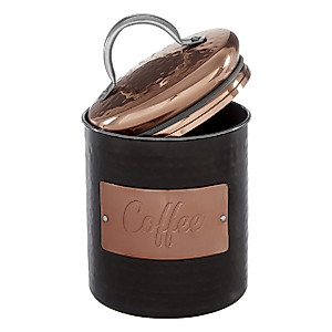 Premier Hammered Steel Storage Jar Coffee Canister, 10x10x12cm, Black