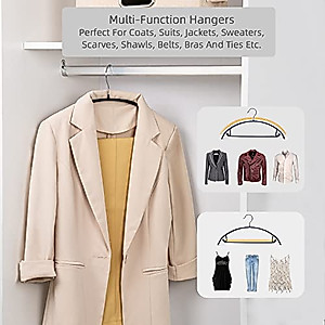 Nature-Smile 20 Pack Non Slip Suit Hanger,Coat Jacket Hangers,Sweater Hangers,PVC Coating Metal Hangers for Pants,Shawls,Belts,Bras - Dimple & Crease Free T Shirt Hangers,Black Color…