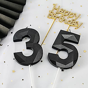 UVTQSSP 3.94 Inch Black Number 1 Candles Large Glitter Numeral Birthday Candles Cake Topper Decoration for Party Adults Kisd or Pets
