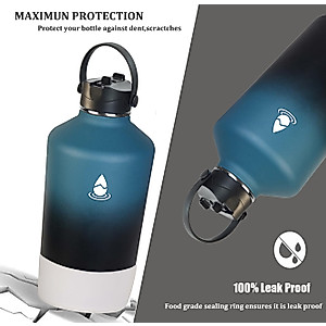 Half Gallon Insulated Water Jug - Insulated Stainless Steel Water Bottle, Straw & Chug Lid, 64oz Stainless Steel Large Water Bottle, Keep Hot 12H & Cold 48 for Travel Hiking Camping Work