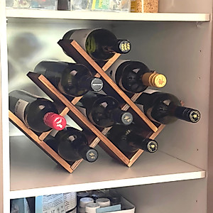 Wine Rack 8 Bottle & Wine Accessory Kit - Wine Racks Countertop - Small Wine Rack -Wine Cabinet Free Standing - Wood 3-Tier Wine Display and Storage Shelves - Countertop Wine Rack