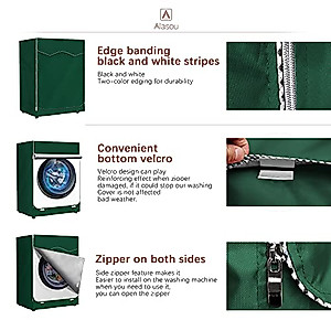 AlaSou Washer Dustproof Cover Front Load Washing Machine Dryer Protector Sunscreen Waterproof Cover (Dark Green, 27"W x 33"D x 39"H)