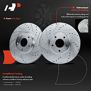 A-Premium 12.58 inch (319.6mm) Front Drilled and Slotted Disc Brake Rotors Compatible with Select Nissan and Infiniti Models - Altima, Murano, Maxima, 350Z, 370Z, G25, G35, G37, QX50, M35, 2-PC Set