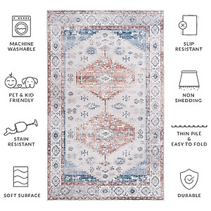 SAFAVIEH Arizona Collection Area Rug - 8' x 10', Rust & Beige, Traditional Design, Washable & Slip Resistant, Ideal for High Traffic Areas in Living Room, Bedroom & Dining Room (ARZ132P-8)