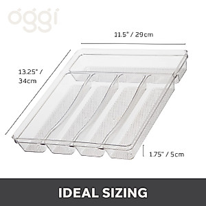 OGGI Clear Tray Flatware Organizer, 5-Compartment