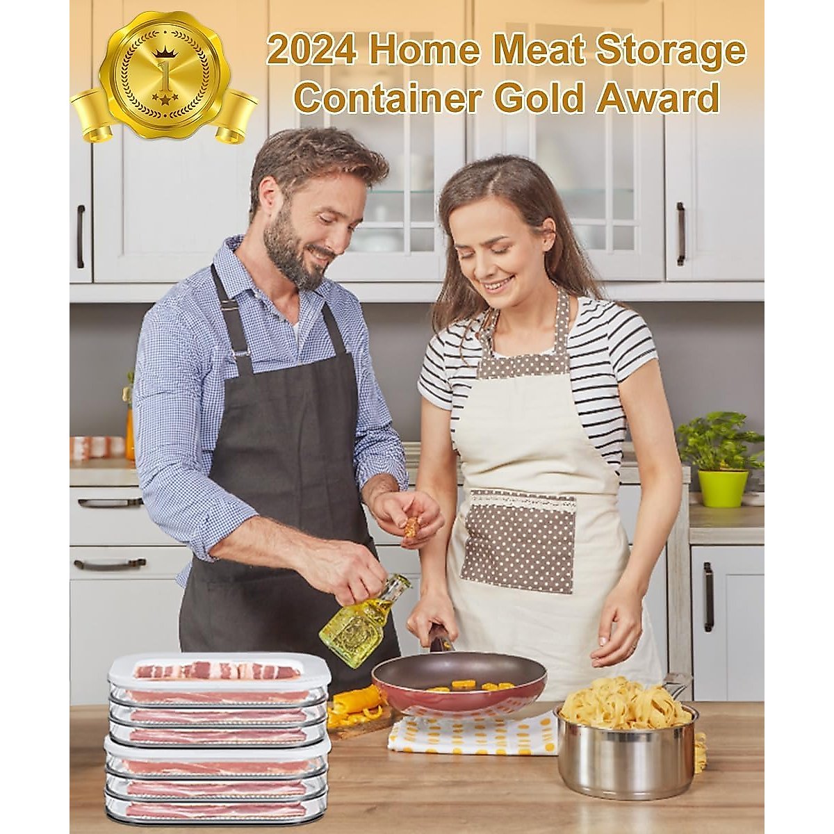 OHWATC Deli Meat Container for Fridge Airtight Lunch Meat Storage Boxes For Refrigerator Bacon Stackable Food Storage Boxes With Lid Meal Prep Containers For Cold Cuts BPA-Free (1 Lid, 1Pcs)