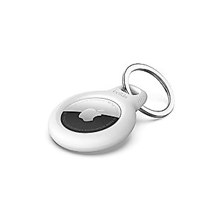Belkin Apple AirTag Secure Holder with Key Ring - Durable Scratch Resistant Case With Open Face & Raised Edges - Protective AirTag Keychain Accessory For Keys, Pets, Luggage, Backpacks & More - White