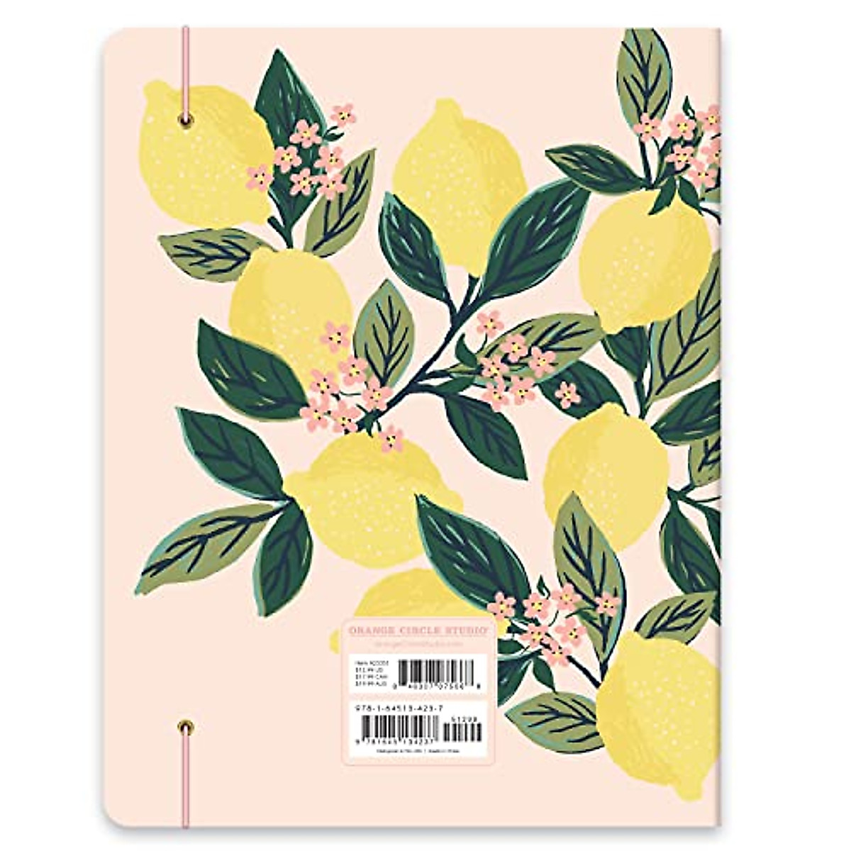 Orange Circle Studio Just Right 2022-2023 Monthly Planner - 17-Month Organizer with Full-Color Monthly Views, Storage Pocket & Elastic Closure - Lemon Tree