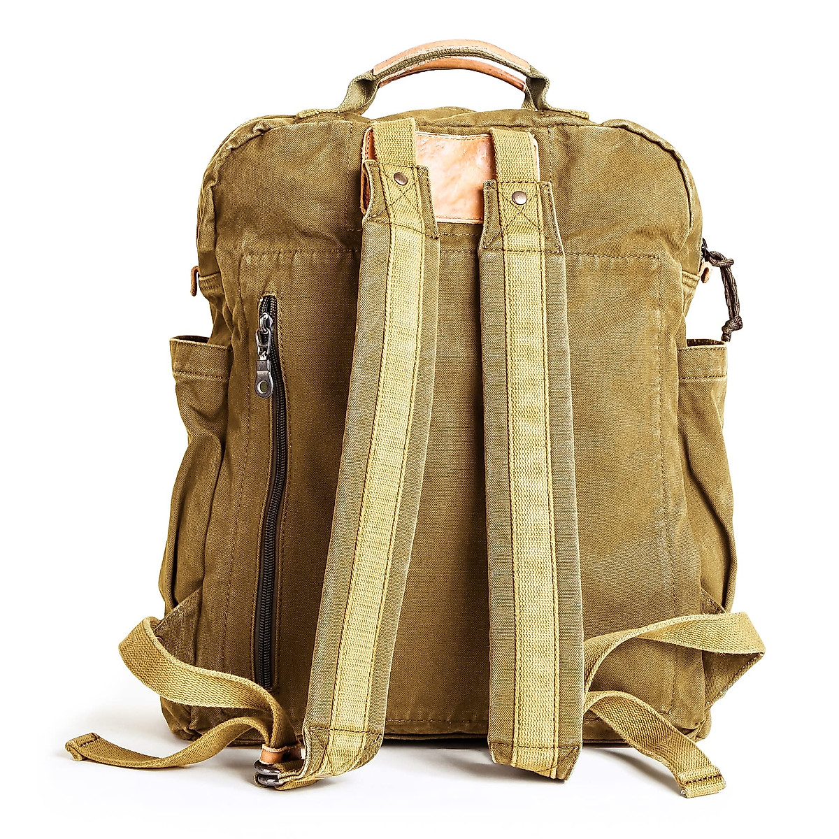 Gootium Canvas Backpack for Women Vintage Style Zipper Bag Men's Casual Daypack Cloth Outdoor Travel Rucksack, Khaki