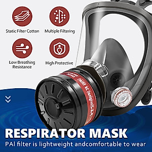 GZYZAMZ Reusable Full Face Gas Respirator, Anti-fog Gas Cover Organic Vapor Respirator Mask with 40 mm Activated Carbon Filter Canister and 2097 Particulate Filter, for Painting, Welding, Chemical