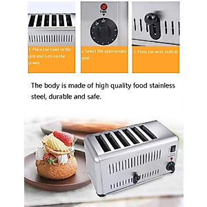 6 Slice Toaster, Stainless Steel, Upgrades Commercial Toaster with Wide Slots & Removable Crumb Tray - Toast, Meatloaf, Sandwiches, Bagel, 110V