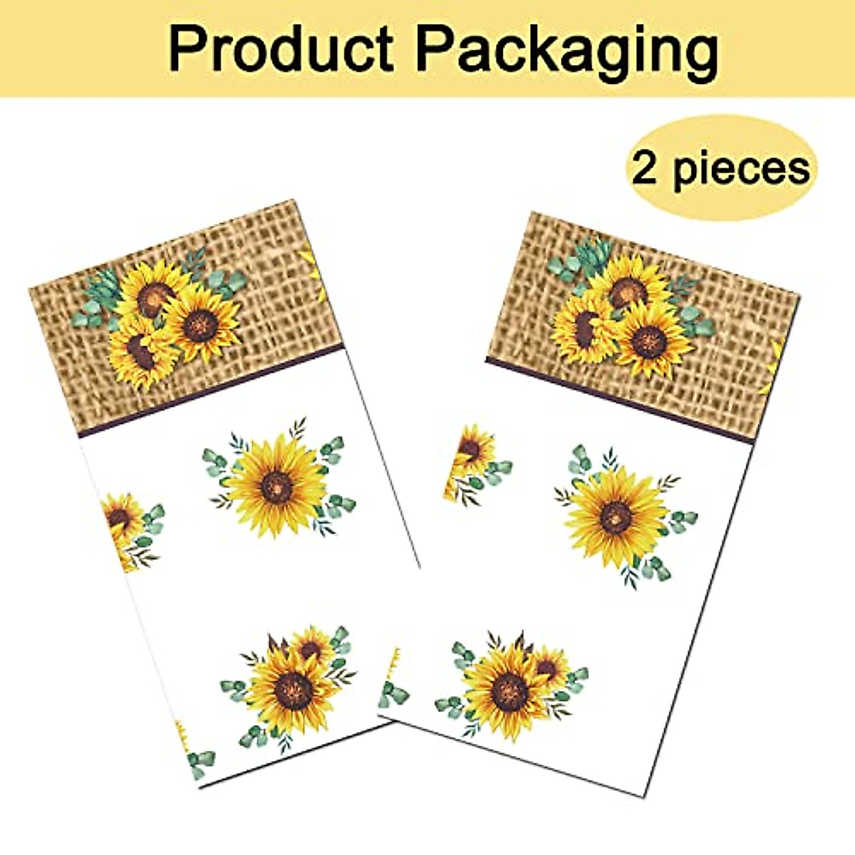 UOMNICUE Sunflower Party Tablecloth,2 PCS Plastic Sunflower Themed Yellow Floral Printed Table Cover Rectangular Table Cloth for Baby Shower Birthday Party Supplies Kitchen Dining Room Decoration