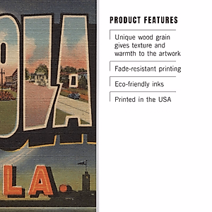 Lantern Press 6x9 Inch Wood Sign, Ready to Hang Wall Decor, Greetings from Pensacola, Florida (Airplanes)