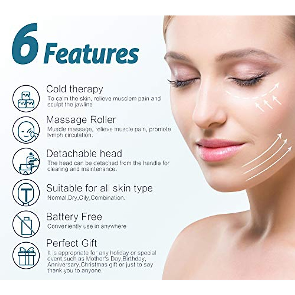 Ice Roller, ESARORA Ice Roller for Face & Eye, Puffiness, Migraine, Pain Relief and Minor Injury, Skin Care Products with 2 Roller (1 Plastic Roller & 1 Stainless Steel Roller)