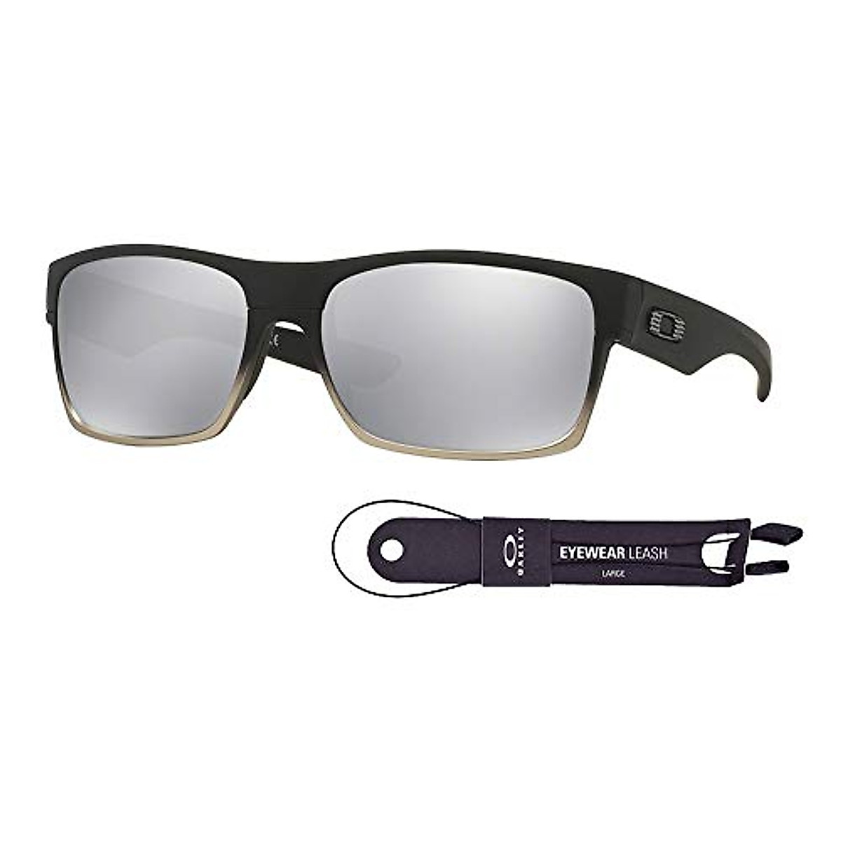 Oakley Twoface OO9189 918930 60M Matte Black/Chrome Iridium Sunglasses For Men+BUNDLE Accessory Leash Kit+ BUNDLE with Designer iWear Care Kit