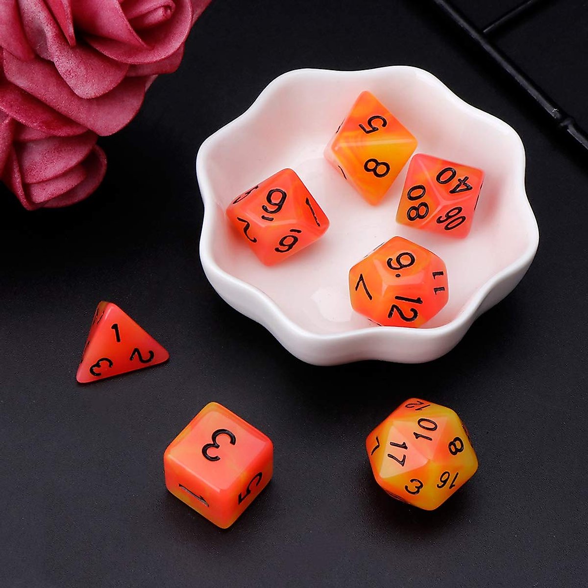 7pcs/Set Luminous Polyhedral Sided Dice D4 D6 D8 D10 D12 D20 Set for Dungeons & Dragon D&D RPG Poly Game