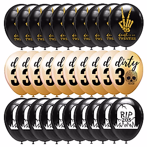 SharkBliss 30PCS RIP Twenties Balloons, Death to My Twenties RIP to My 20s Dirty 30 Birthday Balloons12 Inch 30th Birthday Balloons RIP Twenties Bday for Men Women Lady 30th Birthday Party Decorations