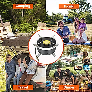 JooMoo Camping Stove Backpacking,10000W Windproof Portable Stove with Fuel Tank Adapter&amp;Piezoelectric IgnitionFuel Tank Adapter, Lightweight Camping Accessories For Outdoor Camping, BBQ, Hiking(Grey)