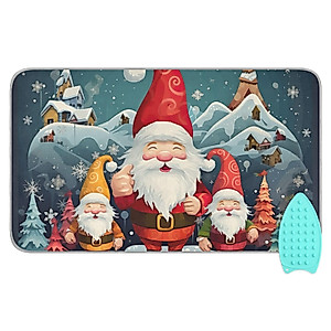 GOODOLD Christmas Gnome Ironing Mat Portable Travel Ironing Pad for Washer,Dryer,Table Top, Iron Board Alternative Cover, Large Heat Resistant Ironing Blanket