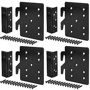 GBGS 4 Sets Bed Frame Bed Post Double Hook Slot Bracket, Cold Rolled Steel 5" ×4¼", Thickness 2 mm,Heavy Duty for Bed Rail Hooks Plates Bed Accessories, Screws Included
