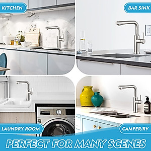 CREA Kitchen Faucets with Pull Down Sprayer, Bar Sink Faucet Brushed Nickel with Magnetic Docking, Commercial Modern Faucet rv Kitchen Sink Faucet