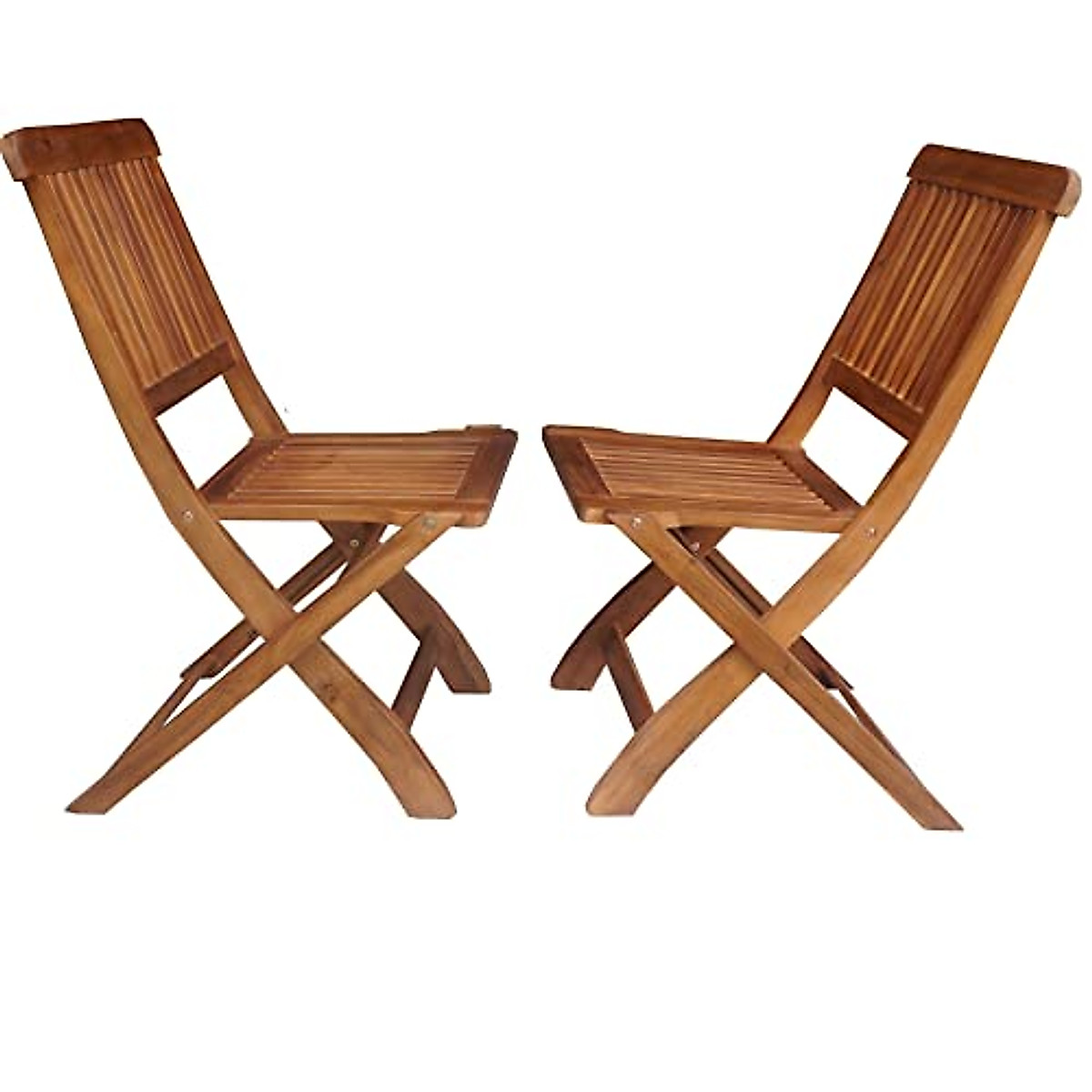 BTEXPERT BC5177 Backyard Balcony Deck Furniture 3 Piece Round Coffee Folding Table 2 Chairs Patio Wood Bistro Set, Acacia Brown