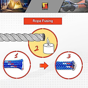 Wellmax Diamond Braid Nylon Rope, 1/2in X 50FT with Bonus 1/4in x 25FT Cord UV Resistant, High Strength and Weather Resistant