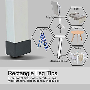 uxcell Rubber Furniture Table Chair Leg Rectangle Shape Foot Covers 40 x 20mm 40pcs Black