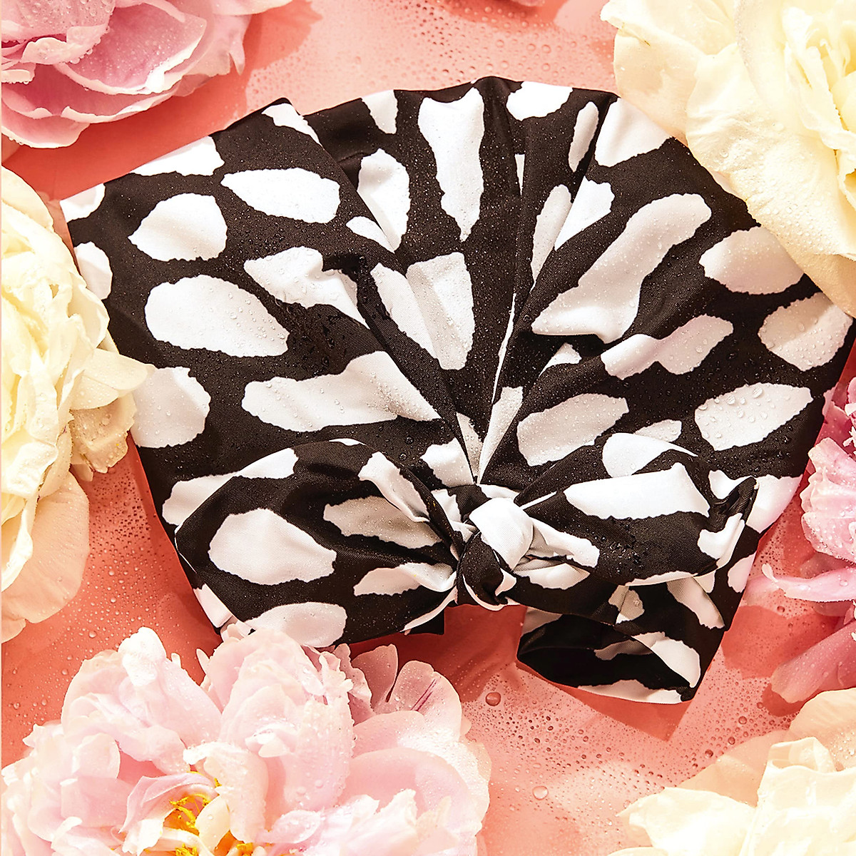 GRACE & COMPANY Luxury Shower Cap For Women - 100% Waterproof, Reusable, Washable & Breathable Shower Caps - Casablanca