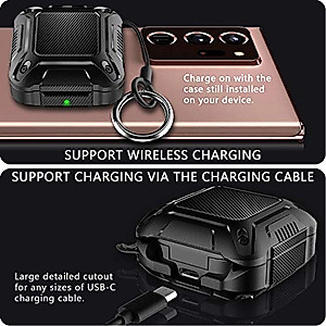 TPU Hard Case for Galaxy Buds 2 Pro Case 2022/Galaxy Buds 2 Case 2021/ Buds Pro Cover 2021/ Buds Live Case 2020, Wireless Charging Carbon Fiber Protective Earbuds Accessories with Keychain,Black