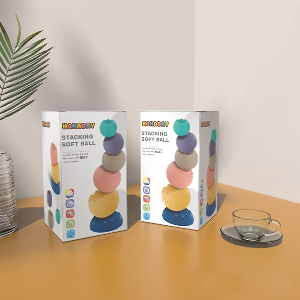 Baby Sensory Balls Teething Toys 6 9 12 18 Months Soft Building Blocks Toddlers Montessori Early Developmental Educational Fine Motor Skills Stacking Ring Infant Boys Girls Gifts One 1 2 3 Year Old