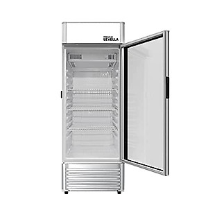 PremiumLevella PRF65DX Single Glass Door Merchandiser Refrigerator -Beverage Display Cooler-6.5 cu ft-Silver