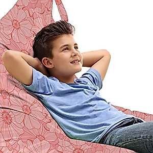 Ambesonne Floral Lounger Chair Bag, Rhythmic Vintage Style Thick Arranged Flowers in Blush Tones Illustration, High Capacity Storage with Handle Container, Lounger Size, Pale Pink and Coral