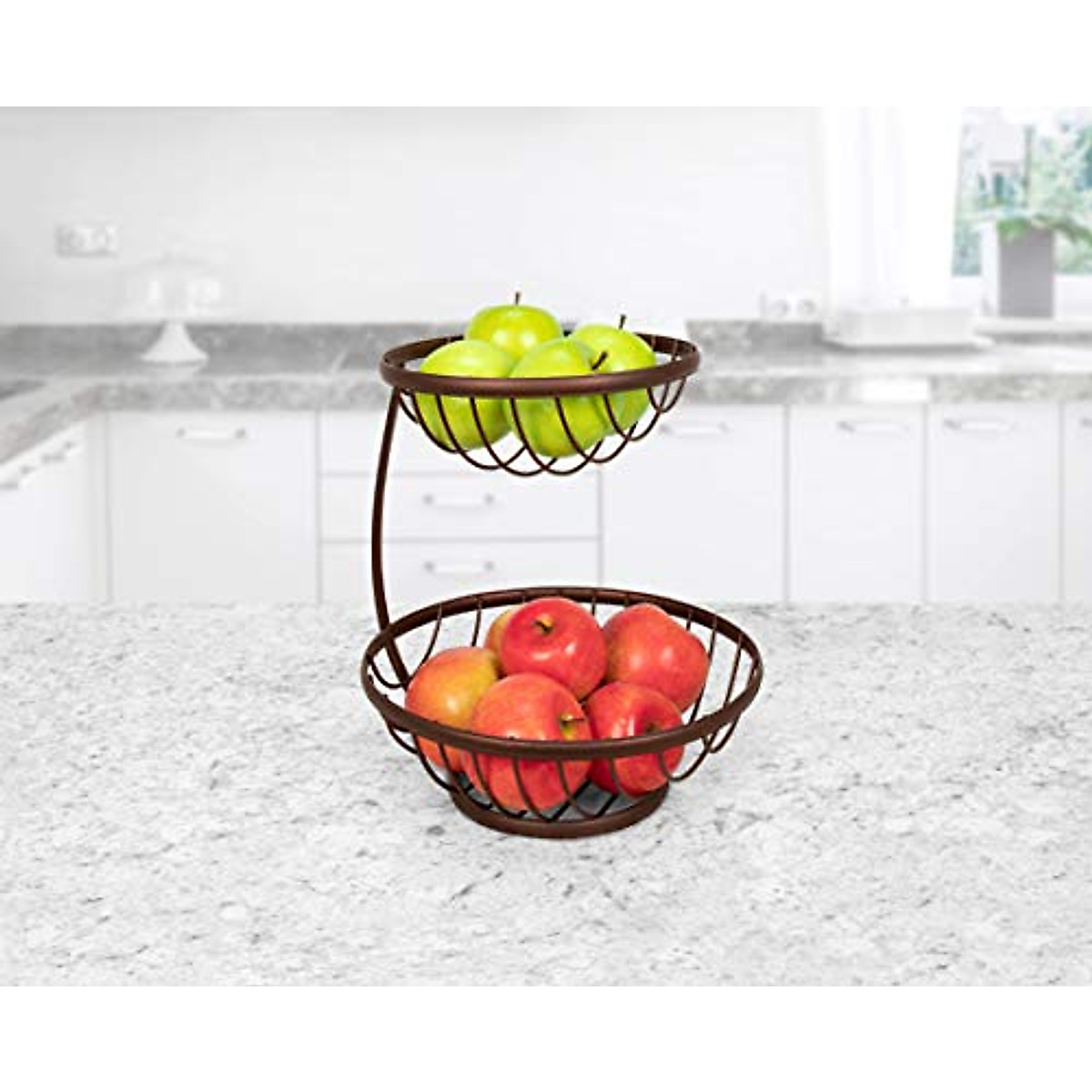 Spectrum Diversified Ashley Arched 2-Tier Server for Storage and Display of Fruit Vegetables Produce and More, Medium, Bronze