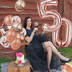 50th Birthday Decorations for Women, Rose Gold Party Supplies Balloon Garland Arch Kit with Happy Birthday Banner Tassels Confetti Balloon Number 50 Birthday Wedding Anniversary for Her