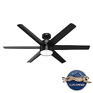 Hunter Fan Company 59624 Solaria Ceiling Fan, 60, Matte Black Finish