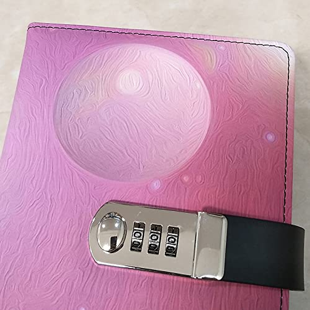 AZPINGPAN Horizontal Creative PU Leather Diary with Combination Lock丨Thickening A5 Secret Password Notebook Journal Digital Locking Personal Writing Diary Notepad Handbook Sketchbook