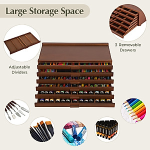 VISWIN Upgraded 6-Drawer Wood Artist Supply Storage Box with Removable Dividers, Premium Beech Wood Art Storage Box, Portable Organizer Box for Paints, Markers, Pencils, Pens, Brushes and Art Supplies